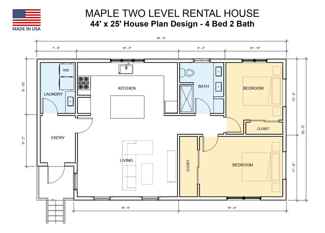 Maple Two-level Duplex House Plan Design - 2200 SF - Modern Multifamily ...