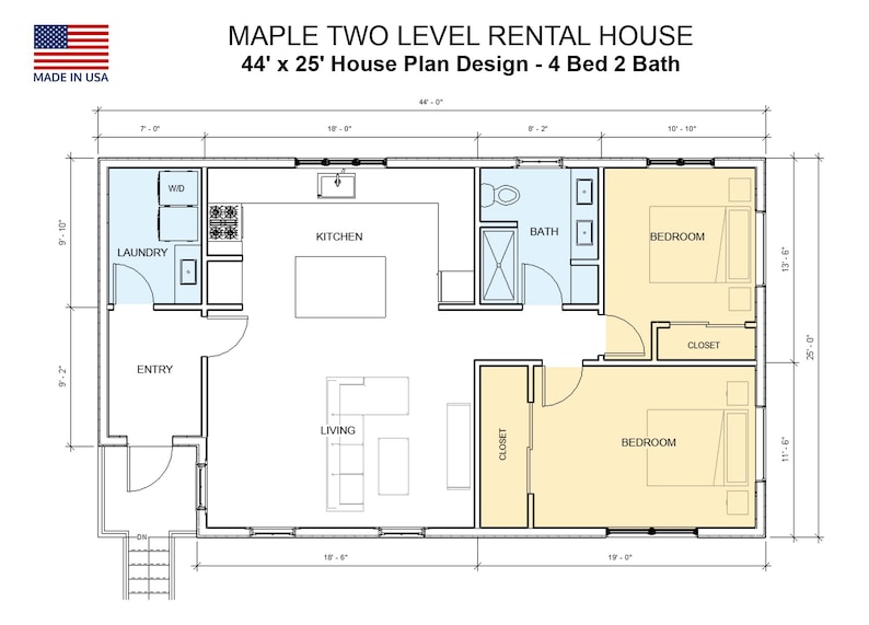 Maple Two-level Duplex House Plan Design - 2200 SF - Modern Multifamily ...