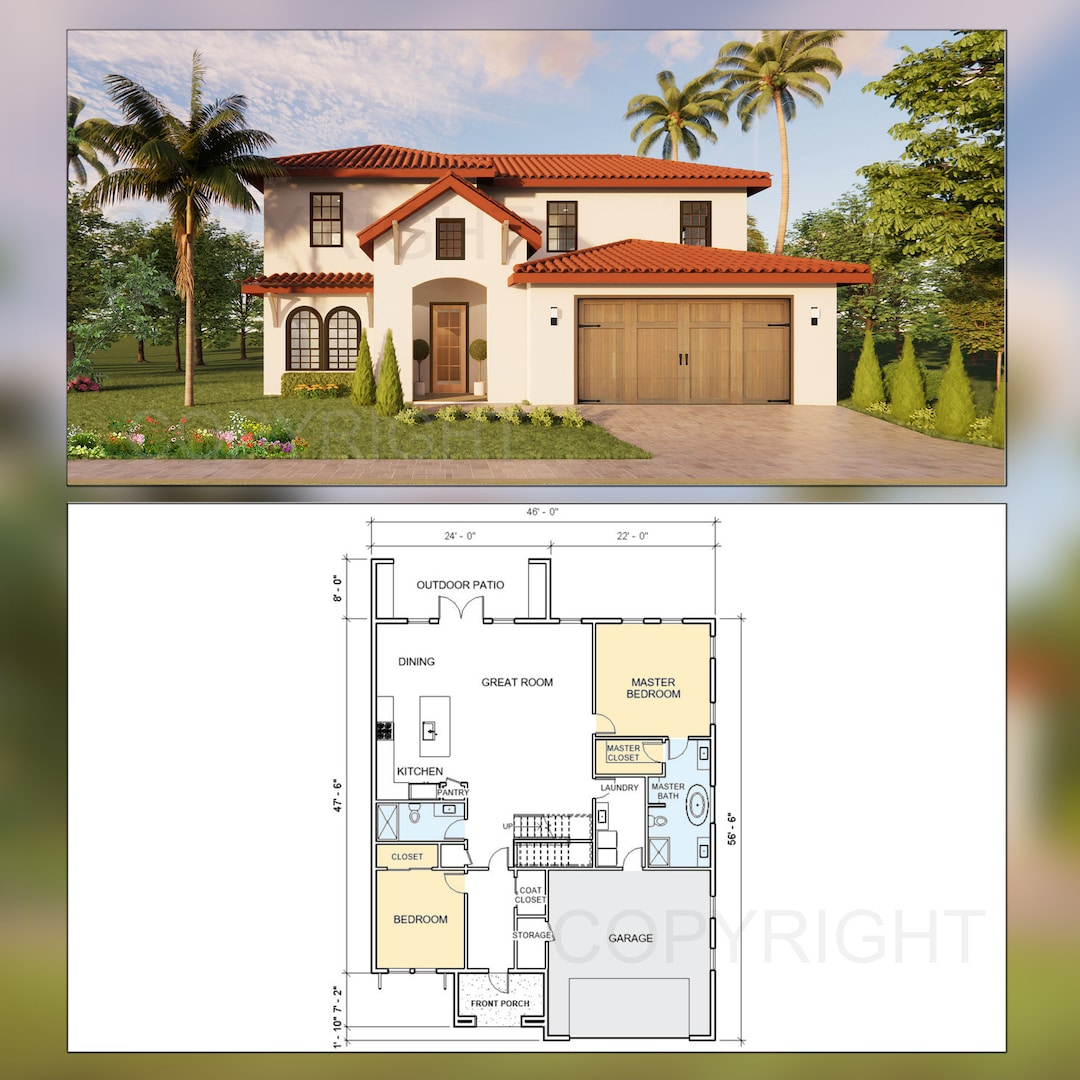Sonora Grove Spanish Mission House Plan Design - 4 Bed 3 Bath 2940 Sq ...