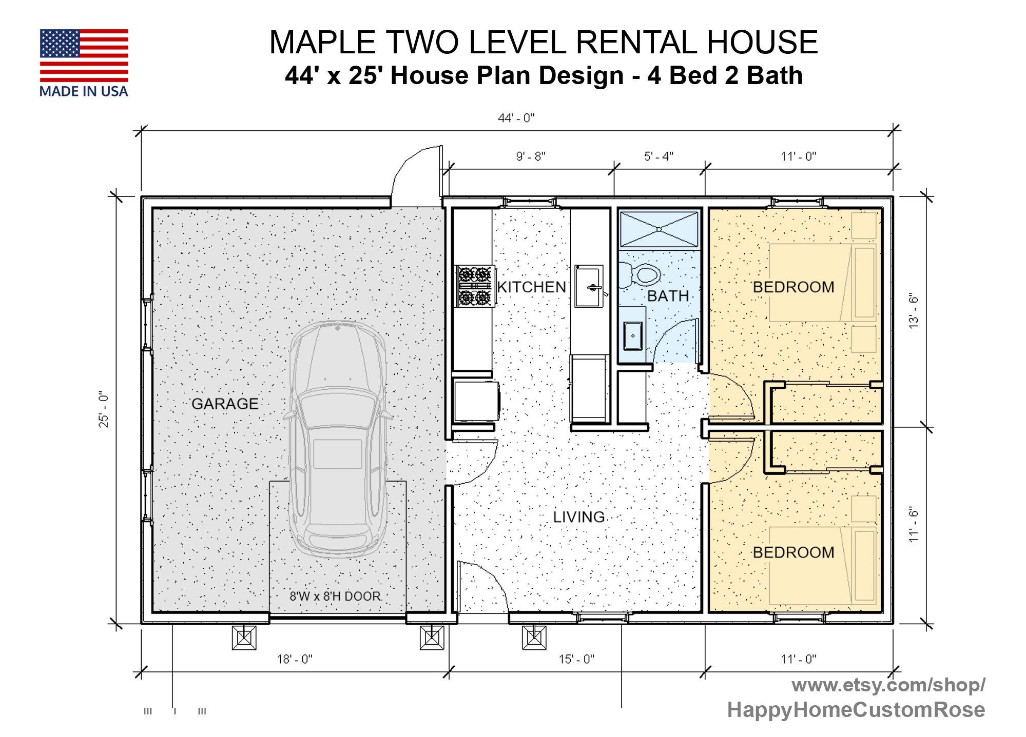 Maple Two-level Duplex House Plan Design - 2200 SF - Modern Multifamily ...
