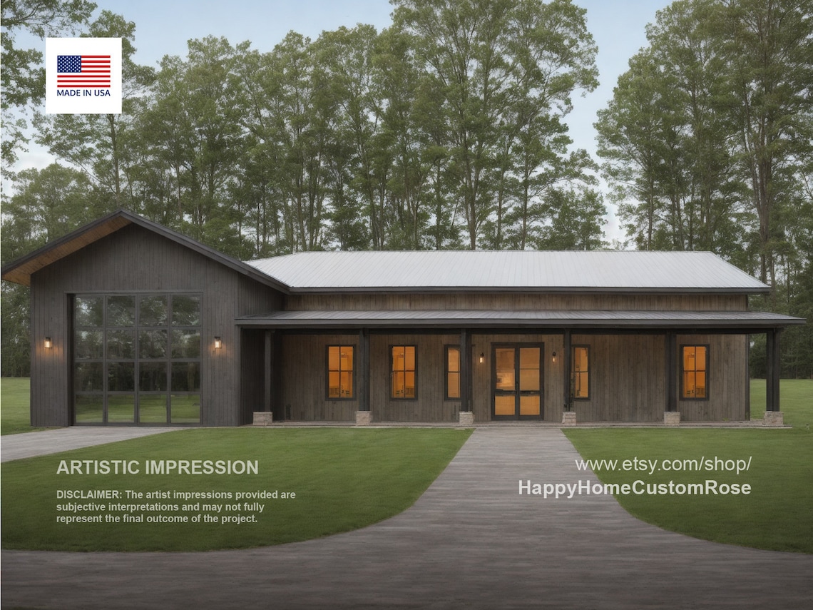 Great Oak Barn Barndominium Modern House Open Plan Design 68 X 38 - 3 ...
