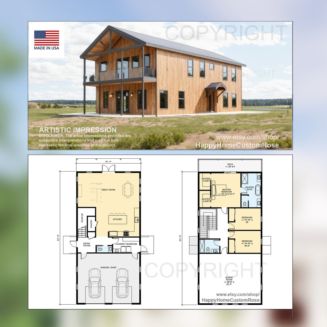 Tall Oak Two Level Barndominium House Plan Design 3 Bed 2.5 Bath 2300 ...