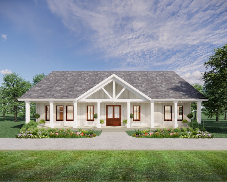Lakeview House Plans - Open Plan Design - Modern Farmhouse 3 Bed/2 Bath ...