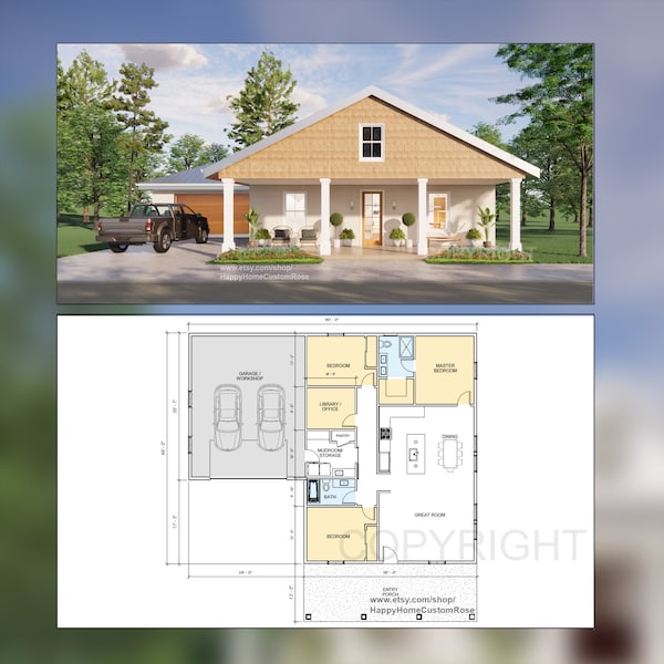 60x30 House Plan - Etsy