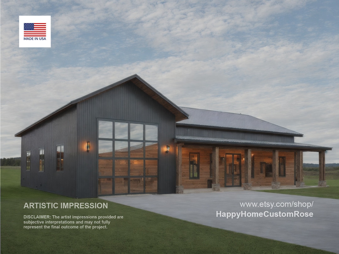 Great Oak Barn Barndominium Modern House Open Plan Design 68 X 38 - 3 ...