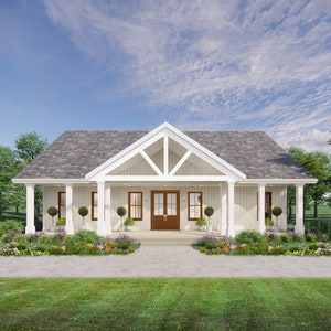 Oak Springs House Plans - Open Plan Design - Modern Farmhouse 3 Bed/2 ...