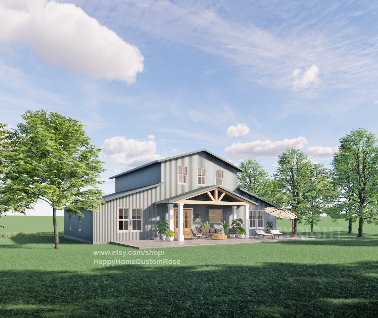 Hayloft Haven Two Story Monitor Style Barndrominium House Plans - Open ...