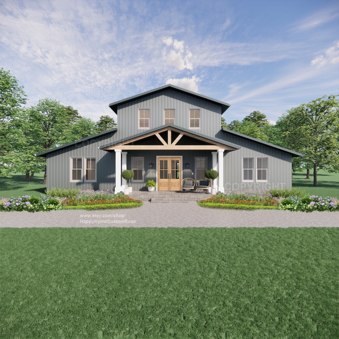 Hayloft Haven Two Story Monitor Style Barndominium House Plans - Open ...