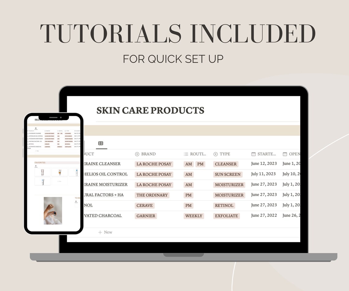 Skincare Notion Template Notion Dashboard, Notion Planner, Notion ...