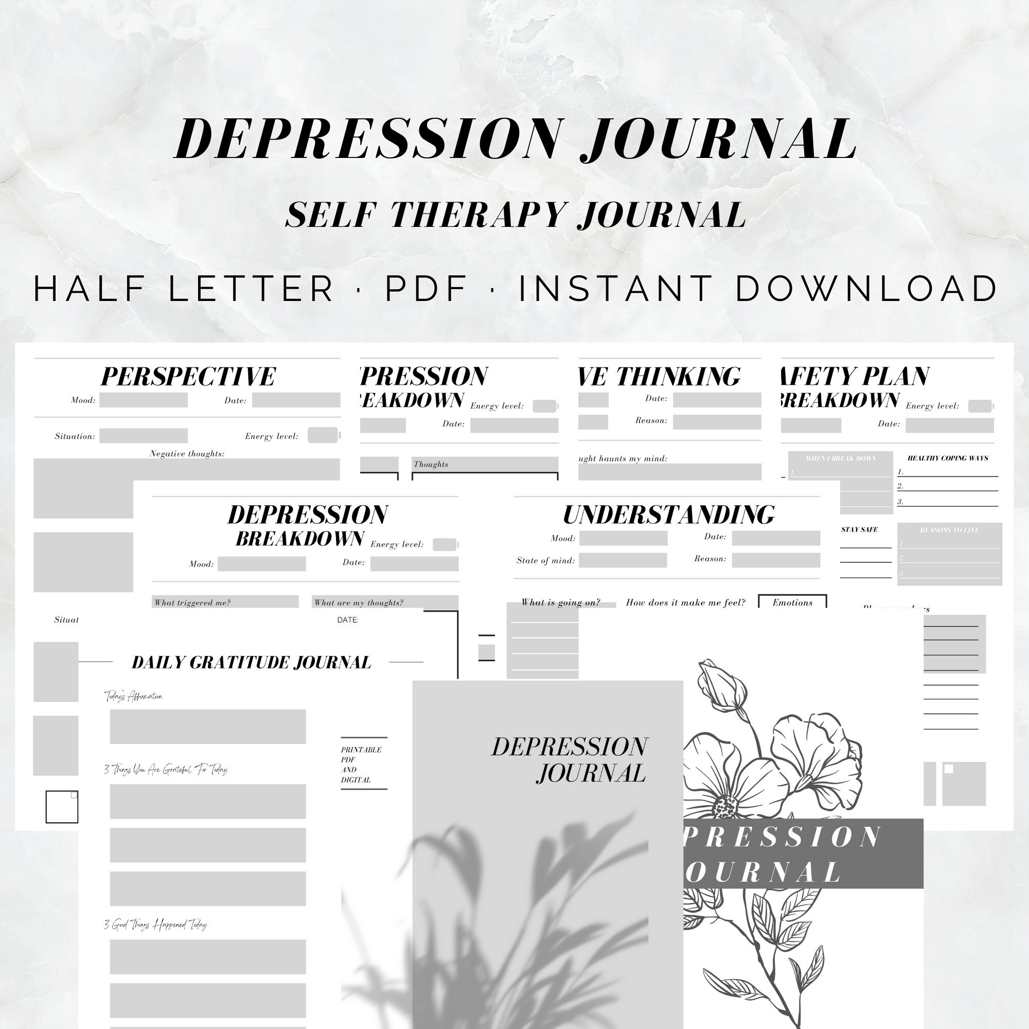 Depression Journal Printable Depression Symptoms Tracker, Copings ...