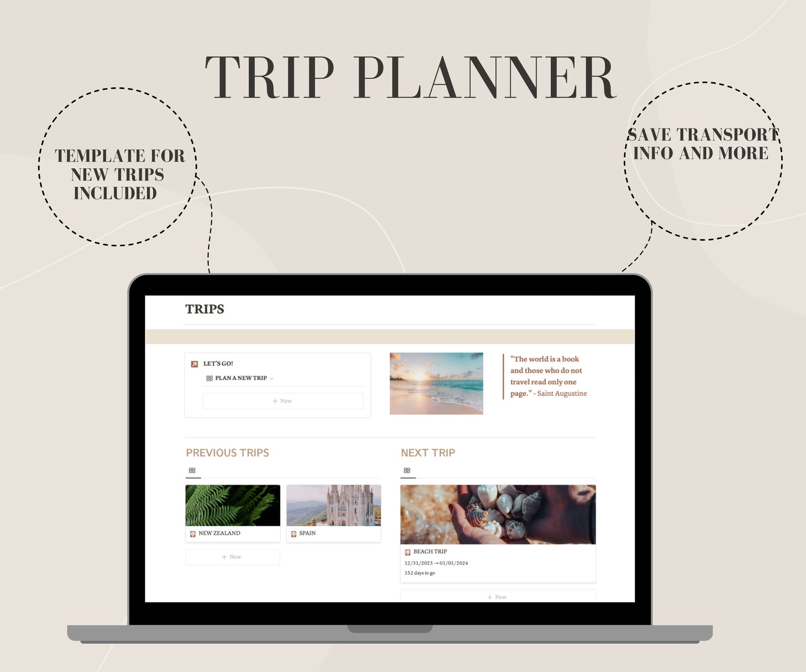 Travel Planner Notion Template Notion Dashboard, Notion Planner, Notion ...