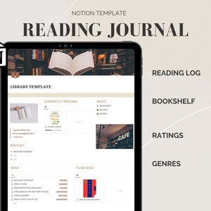 Reading Journal Notion Template Digital Reading Journal, Reading Log, Notion Dashboard, Notion ...