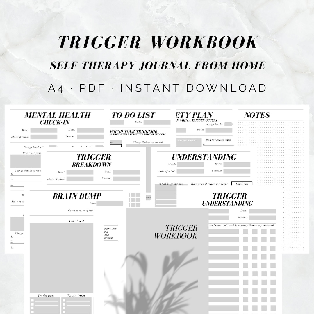 Therapy Trigger Workbook for Anxiety Triggers, Depression Triggers ...