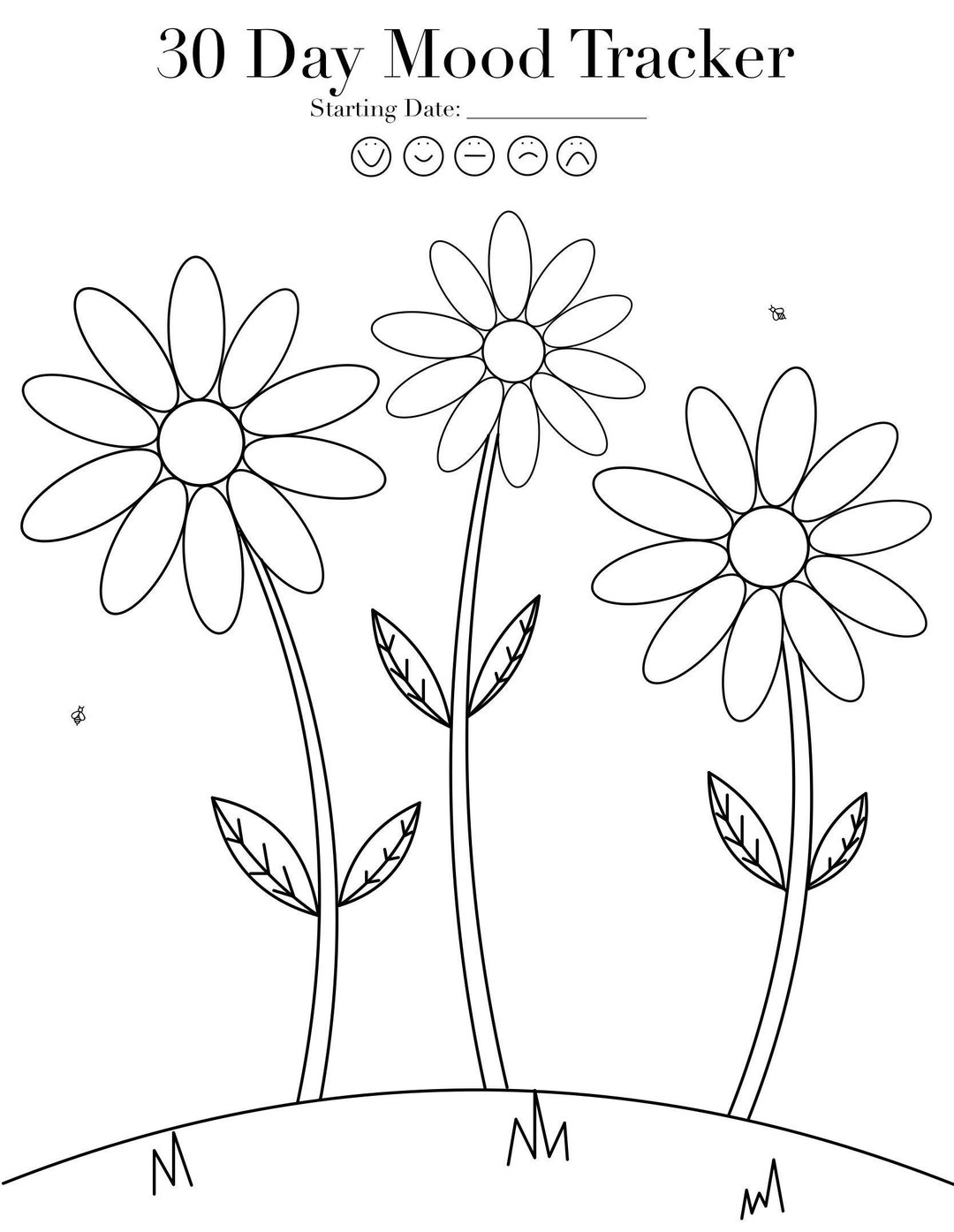 30 Day Mood Tracker flowers - Etsy