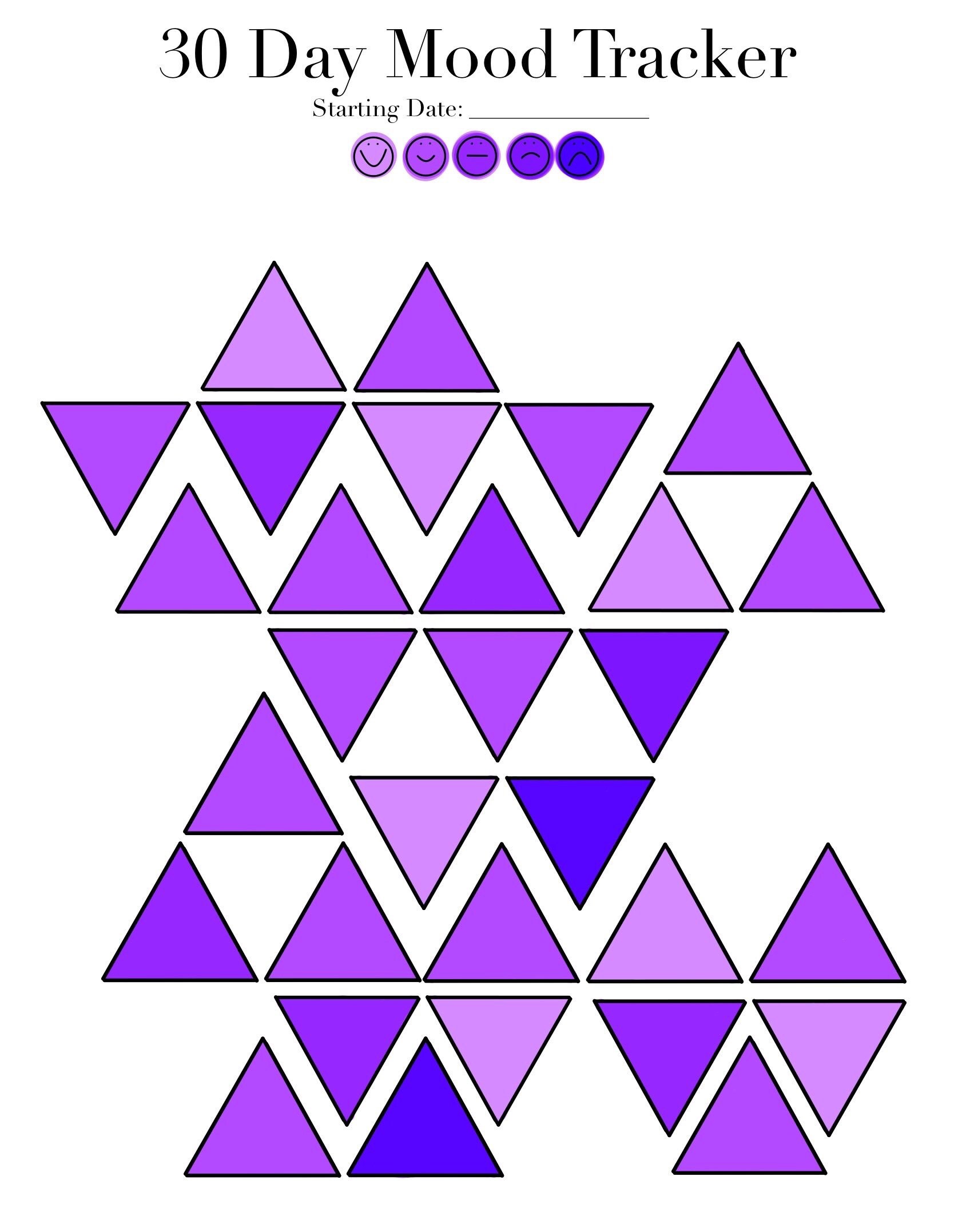30 Day Mood Tracker (triangles) - Etsy