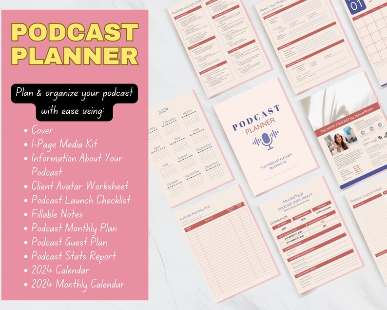 Podcast Template, Podcast Planner, Podcast Launch, Podcast Promotion ...