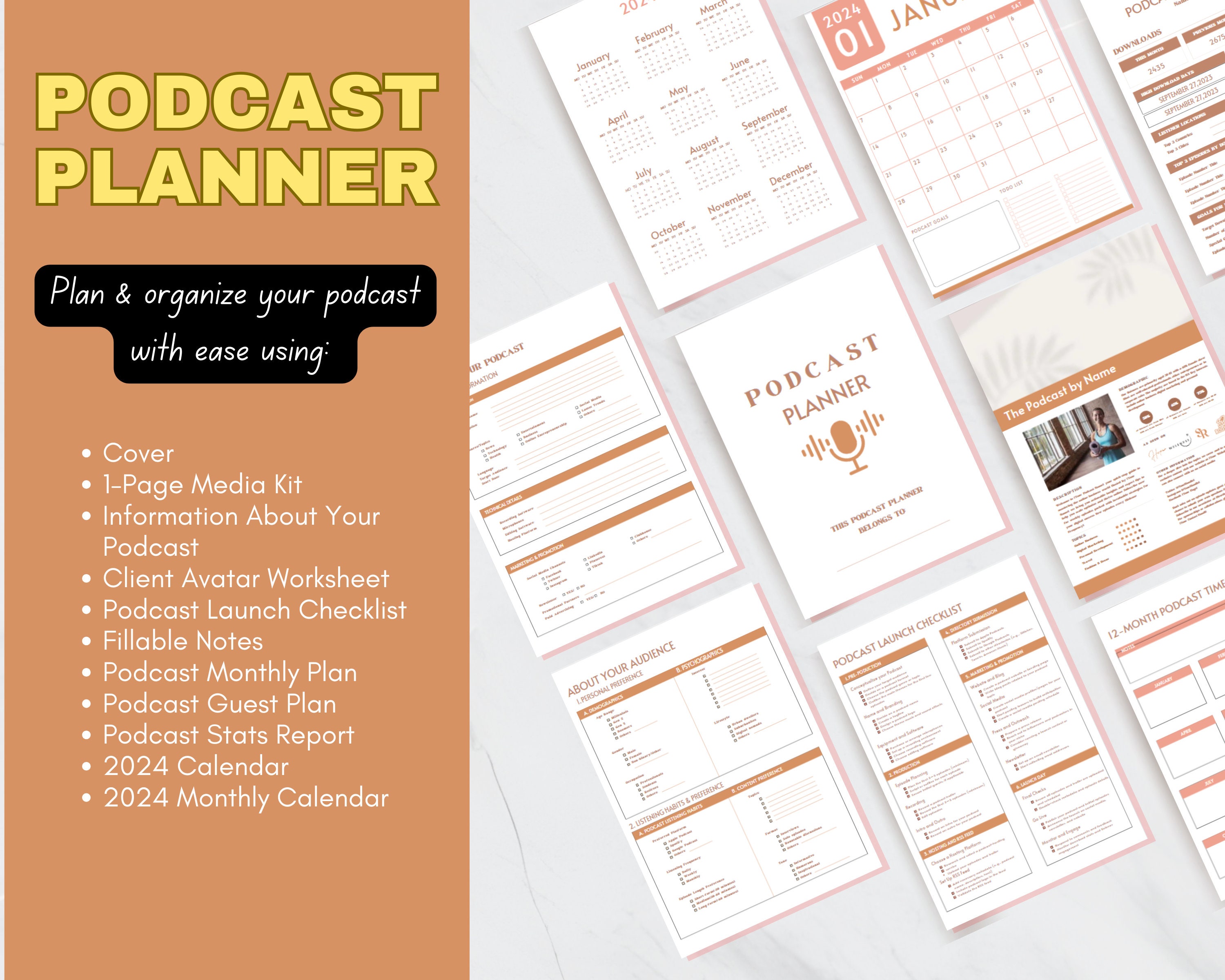 Podcast Cover Art, Podcast Template, Podcast Promotion, Podcast Planner ...