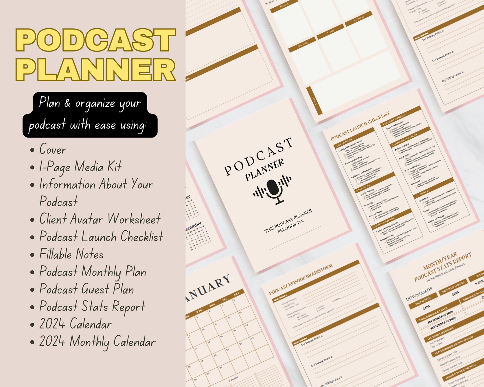 Podcast Planning Template, Podcast Branding, Podcast Design Template ...