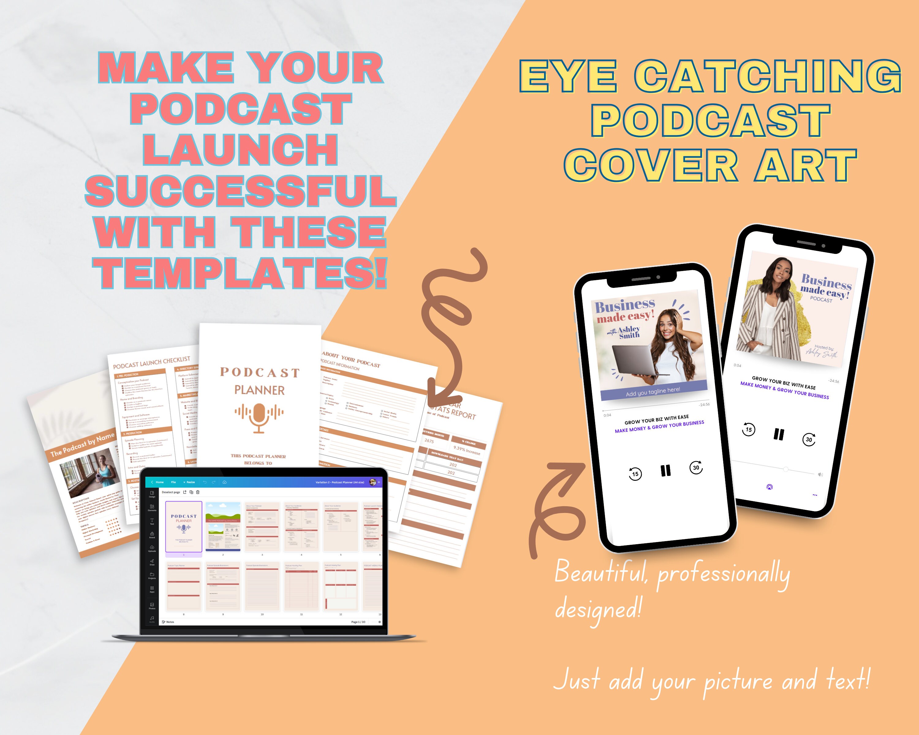 Podcast Cover Art, Podcast Template, Podcast Promotion, Podcast Planner ...