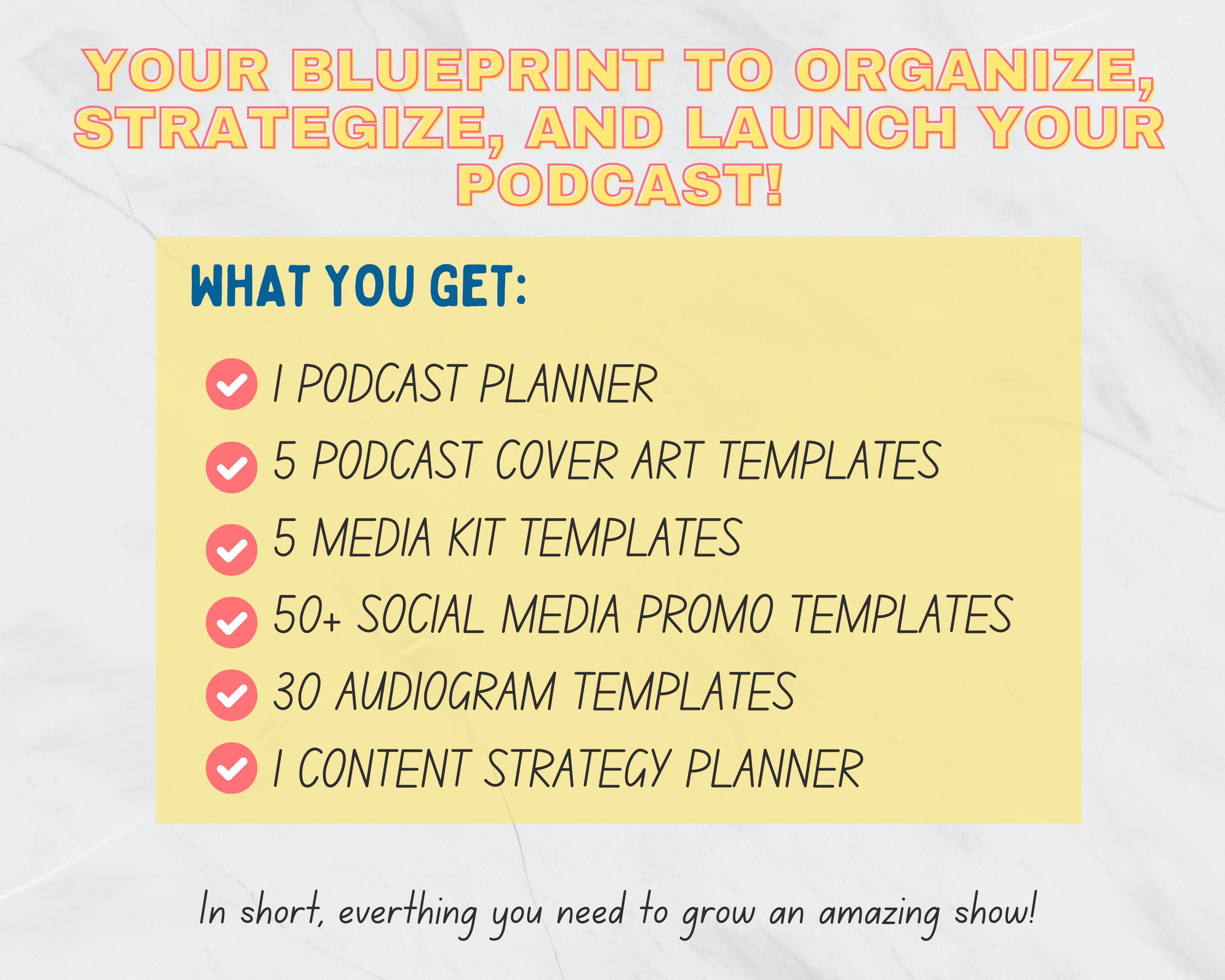 Podcast Cover Art, Podcast Template, Podcast Promotion, Podcast Planner ...