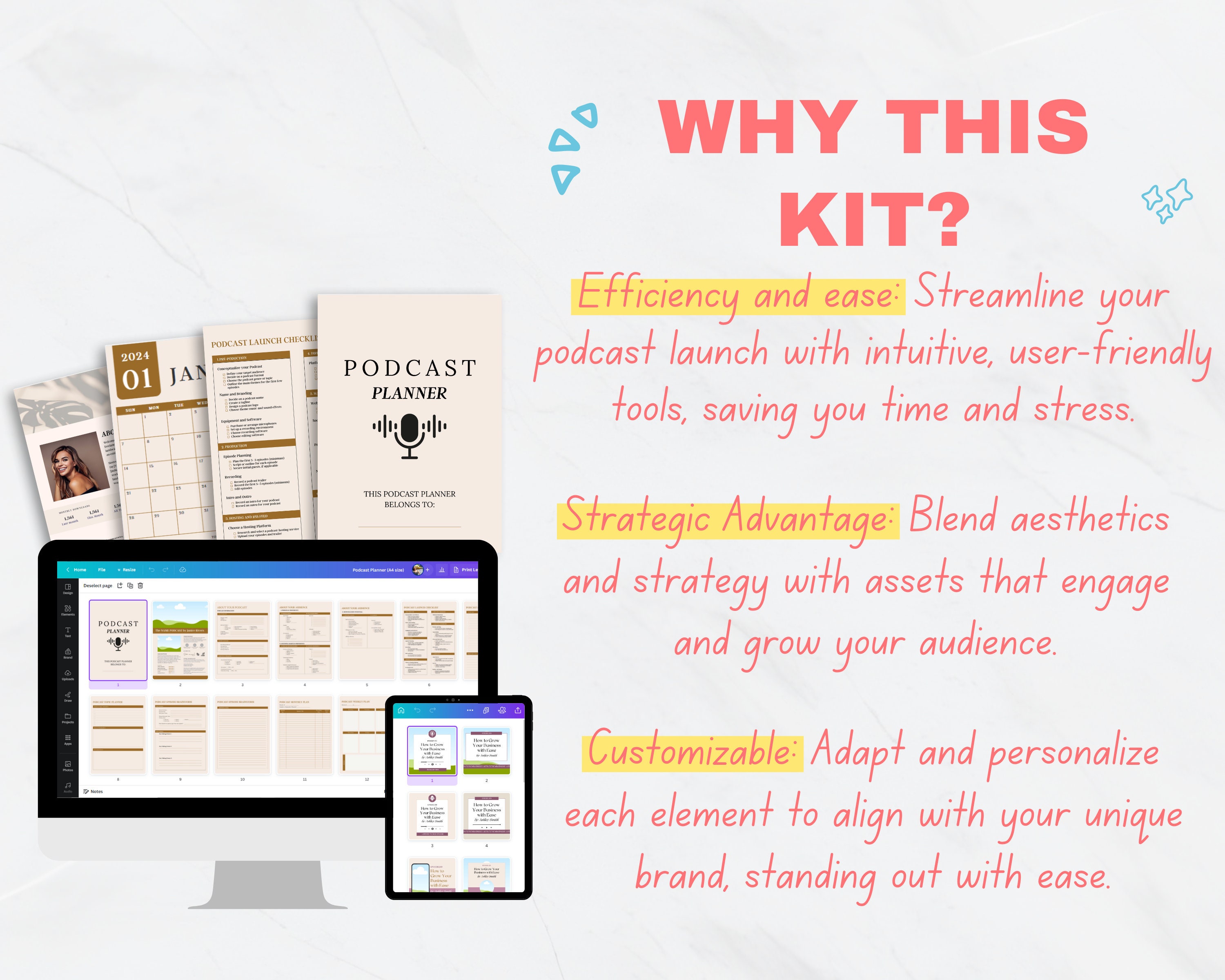 Podcast Planning Template, Podcast Branding, Podcast Design Template ...