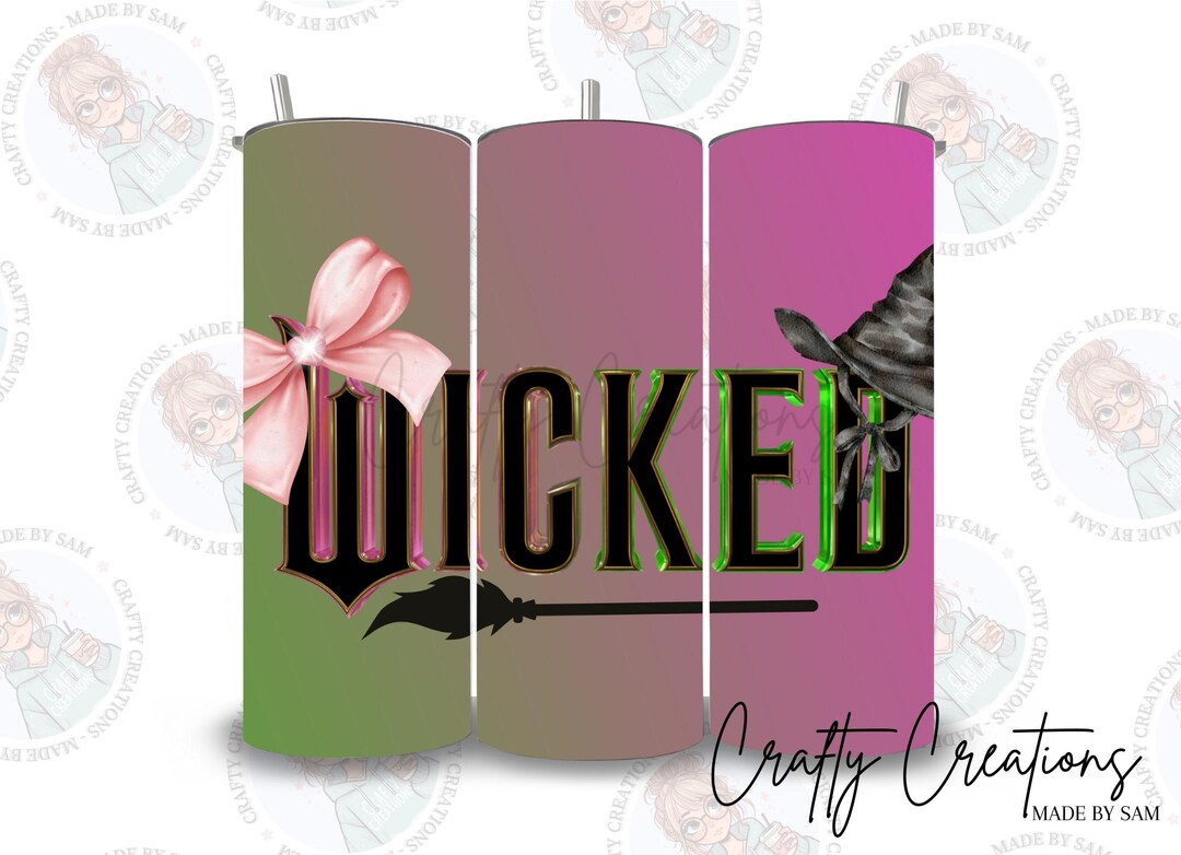 Wicked, Digital Download, 20oz Tumbler, Sublimation, PNG, Pink, Green ...