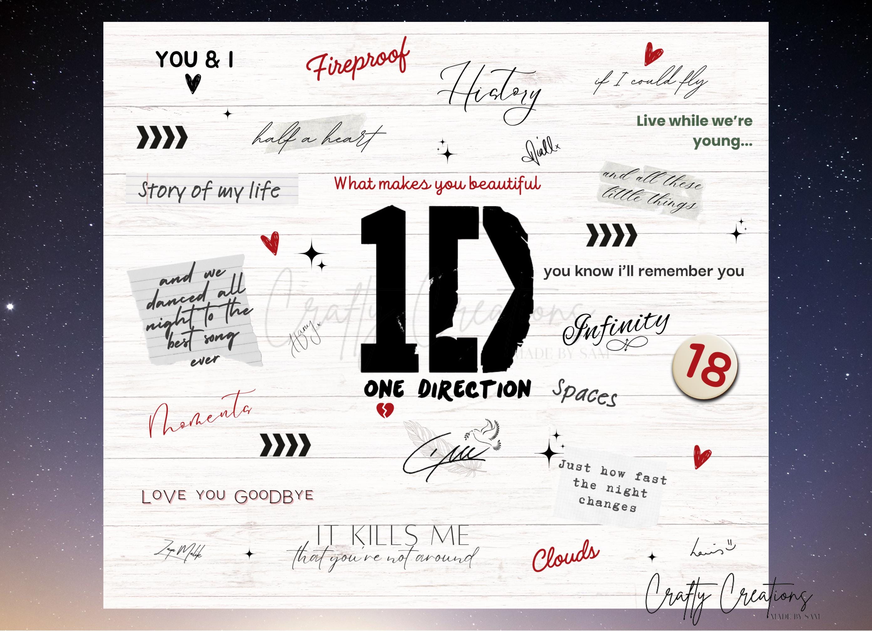 One Direction, 1D, Digital Download, Tumbler Wrap, 20oz, PNG, Song ...