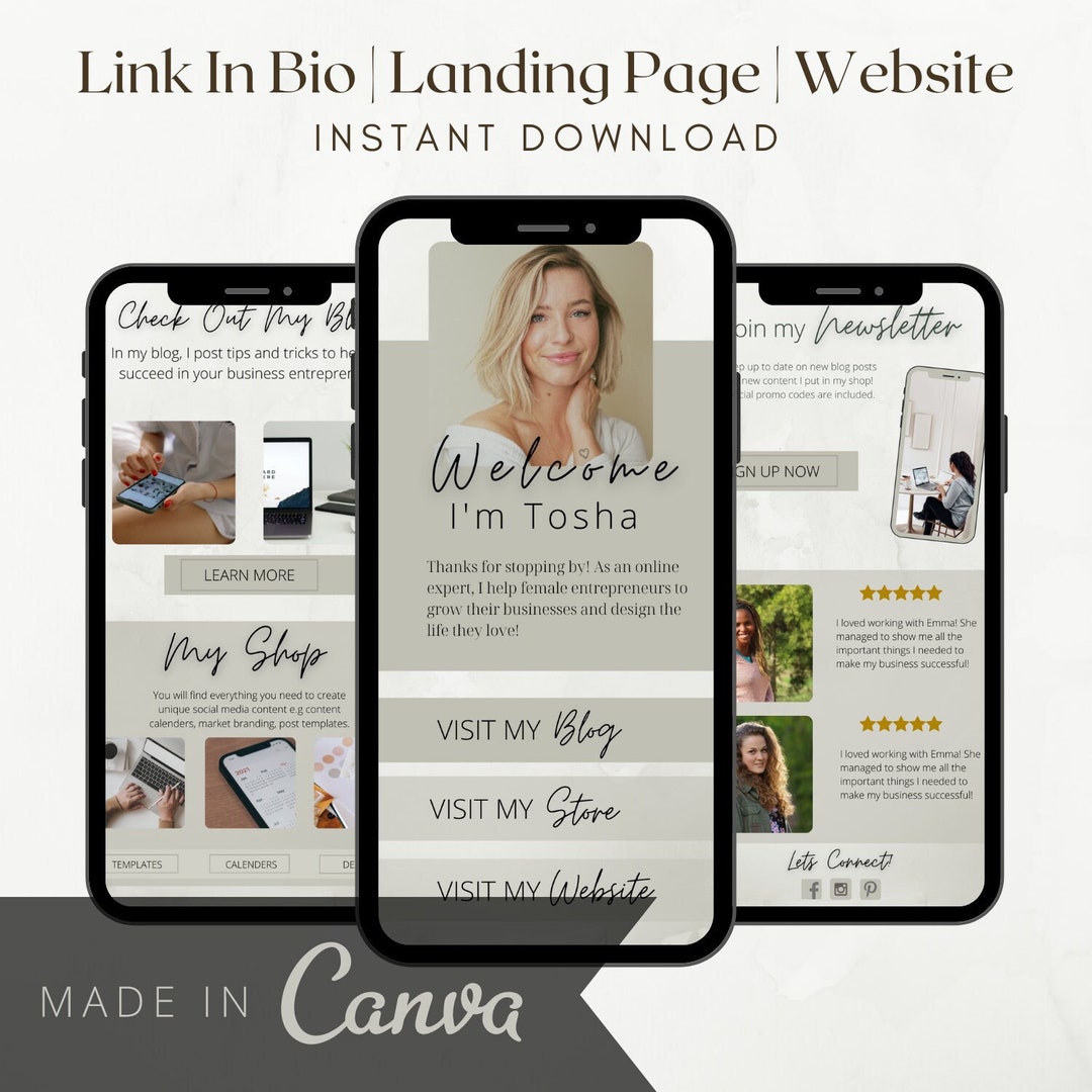 Instagram Bio Link Website, Landing Page Template, Digital Download ...