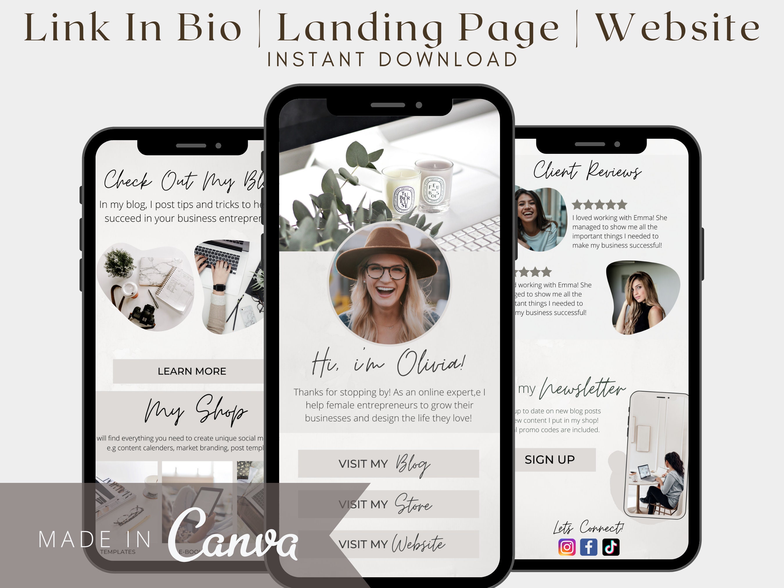 Templates Paper & Party Supplies Minimalist Media Website IG Link in ...