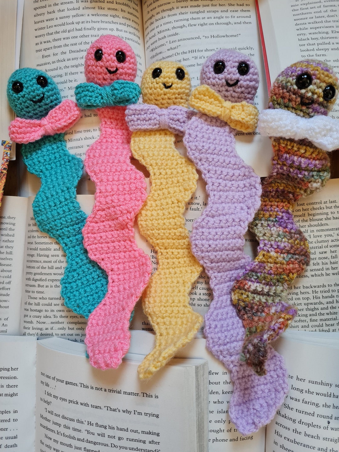 Crochet Bookworm Bookmark - Etsy