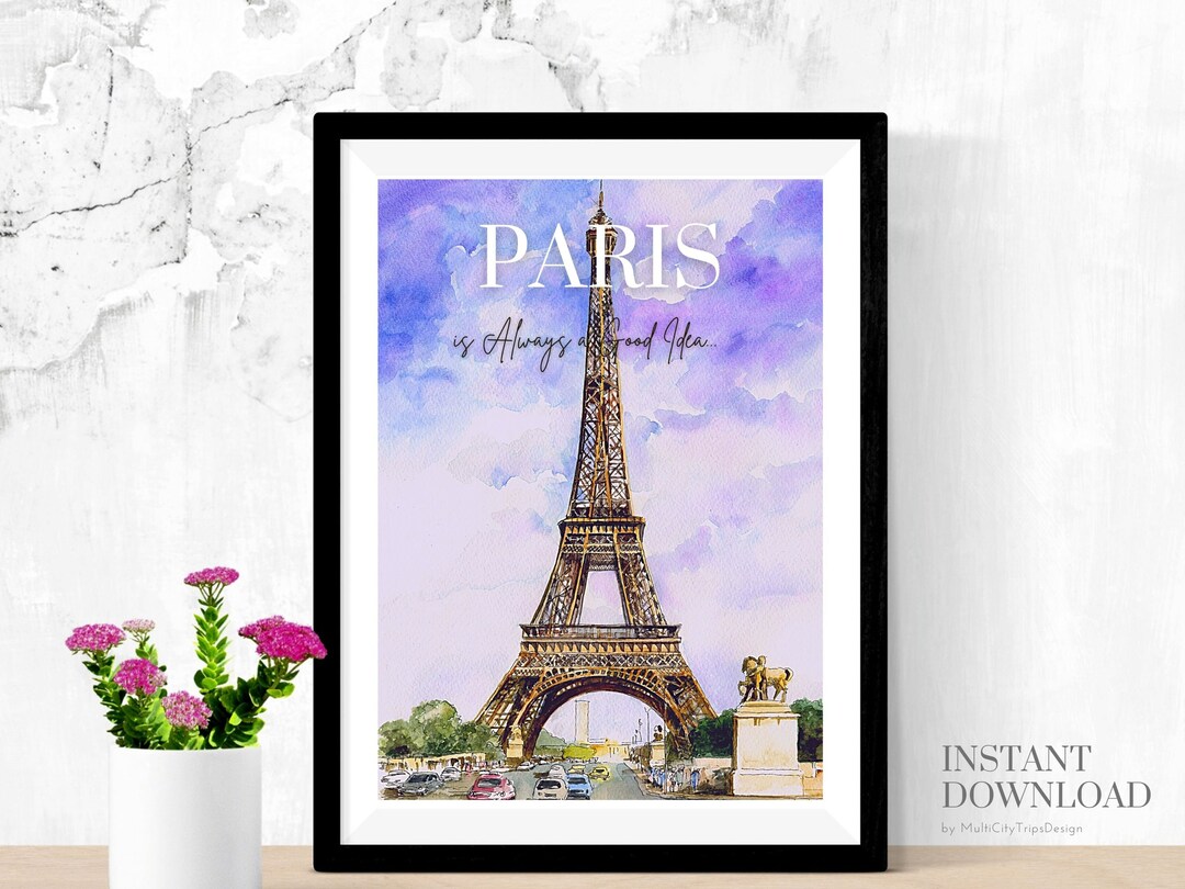 Paris Wall Art Print, Eiffel Tower Print, Paris Print, Purple Prints ...