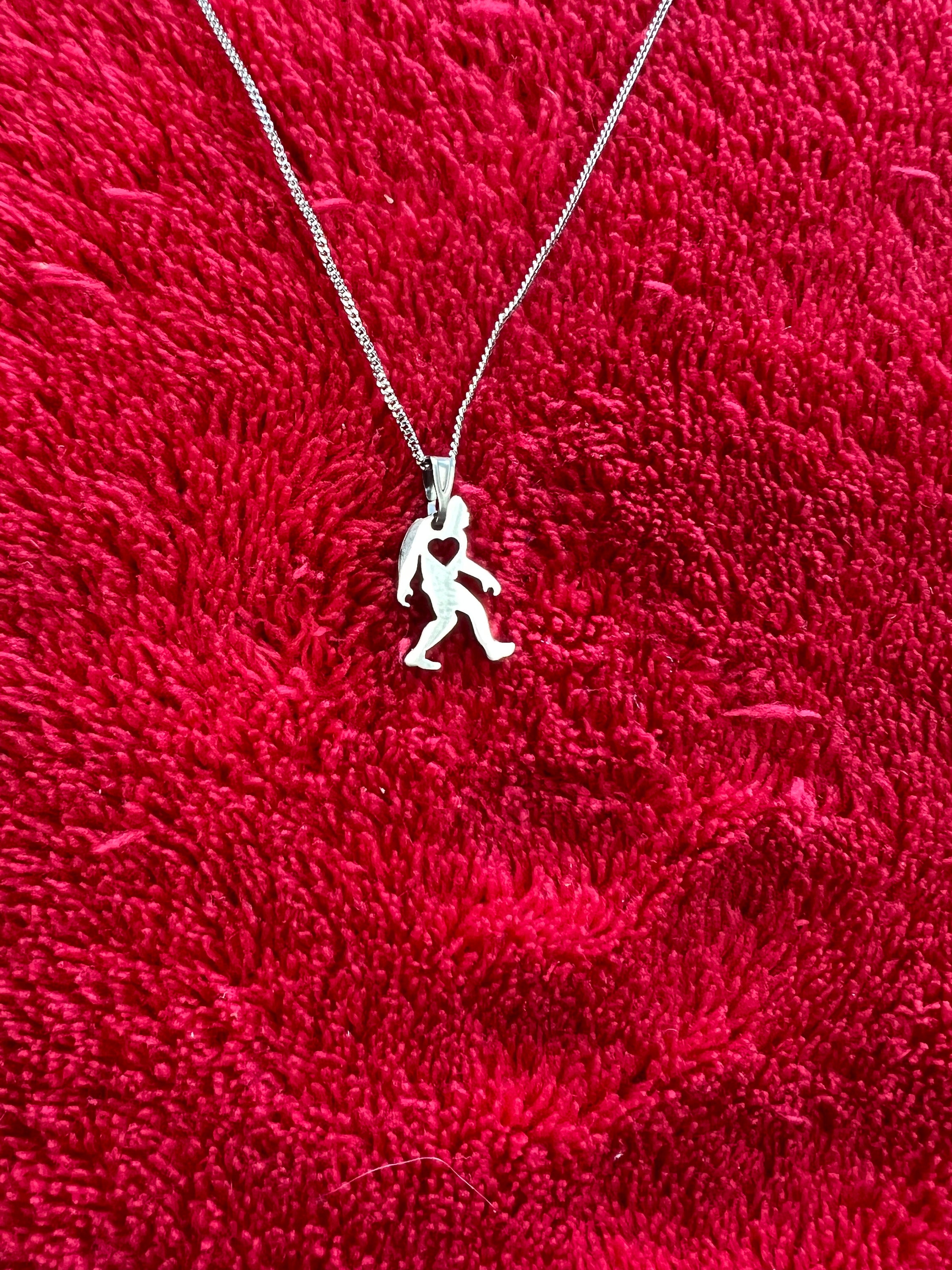 Bigfoot / Sasquatch Stainless Steel Charm Pendant With Open HEART on ...