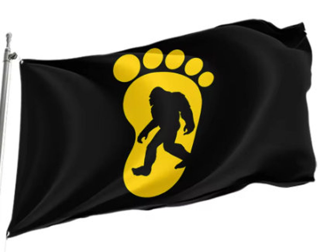 Sasquatch Bigfoot Flag, Yellow Footprint, 100% Polyester Double Sided ...