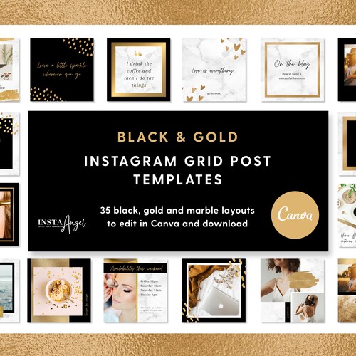 Black Gold Marble Instagram Story Templates Canva - Etsy