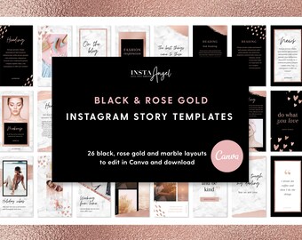 Black Gold Marble Instagram Story Templates Canva Instagram Posts - Etsy