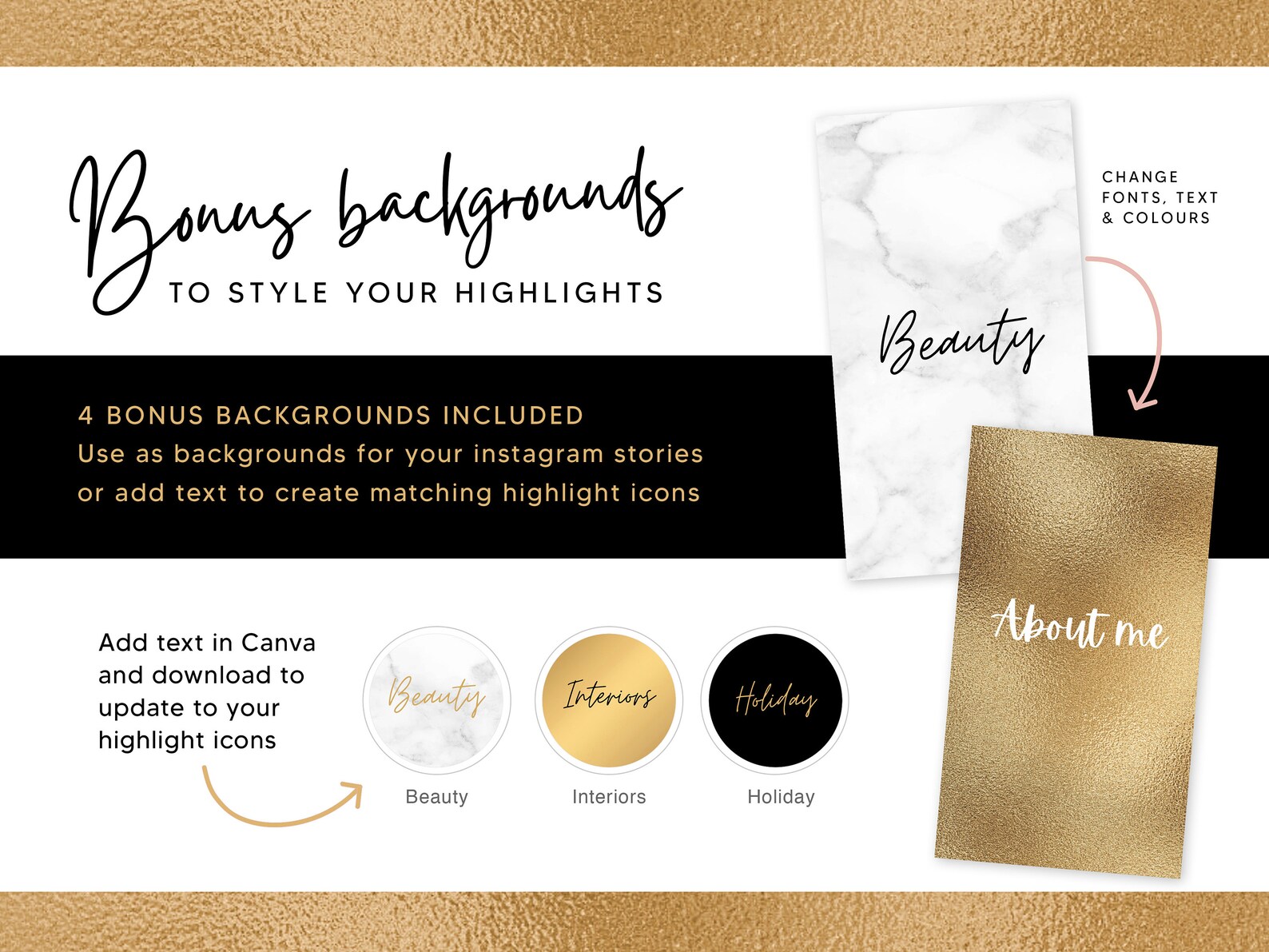 Black Gold Marble Instagram Story Templates Canva - Etsy