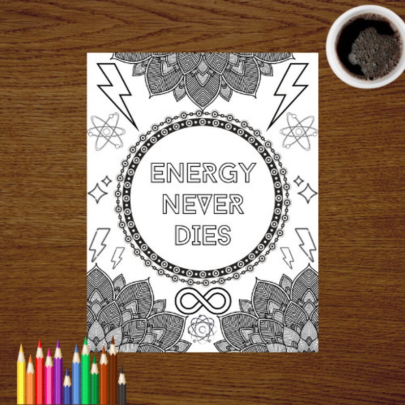Energy Never Dies Printable Coloring Page - Spiritual - Esoteric ...