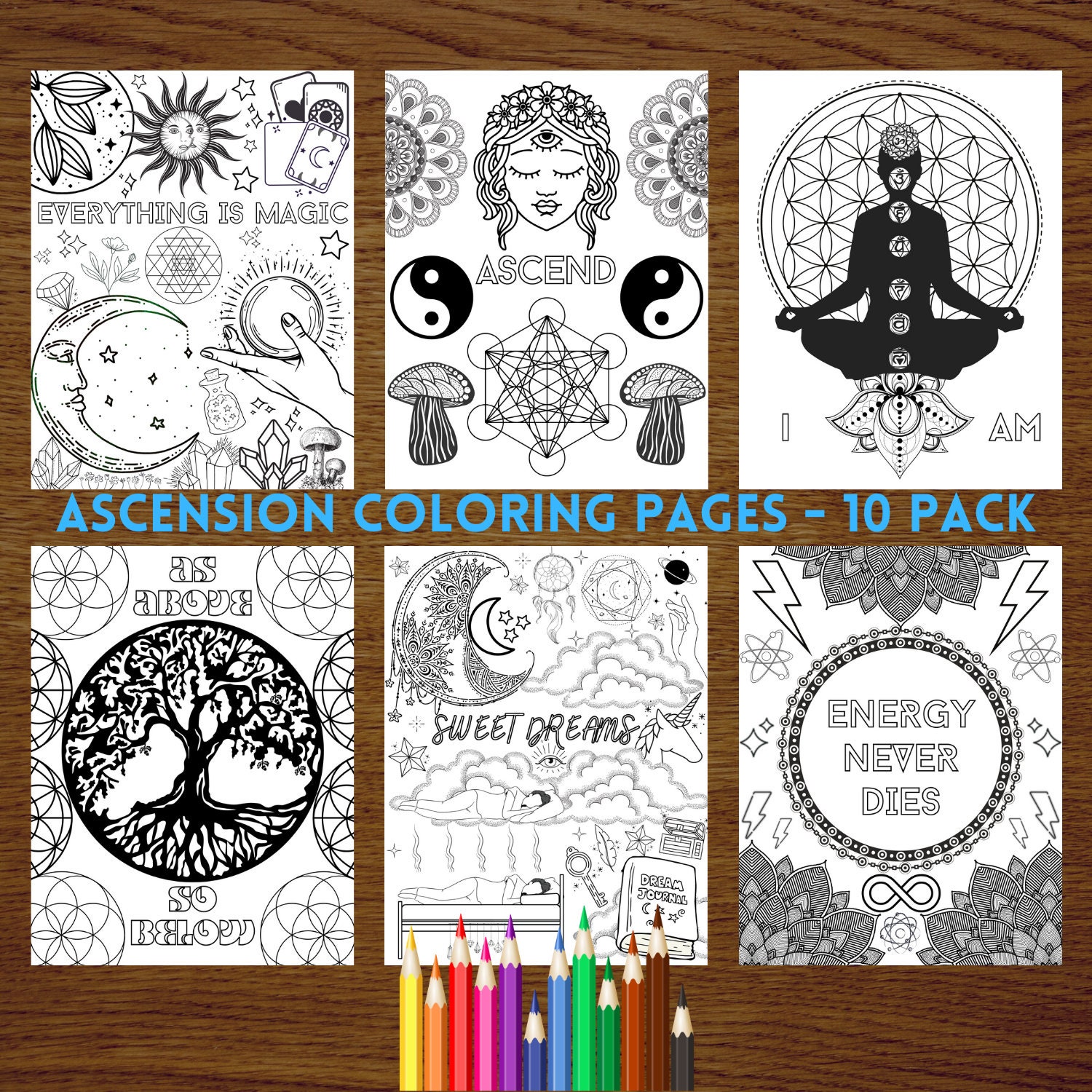 Ascension Coloring Pages 10 Pack - Spiritual Coloring Book - Magical ...