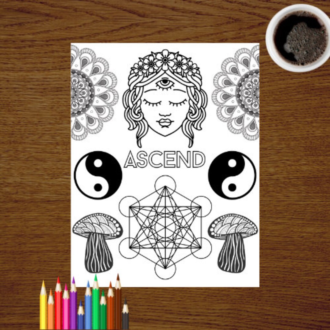 Ascend Printable Coloring Page - Spiritual - Magical - Third Eye - Yin ...