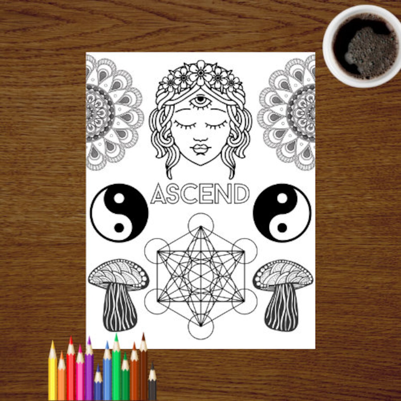 Ascension Coloring Pages 10 Pack - Spiritual Coloring Book - Magical ...