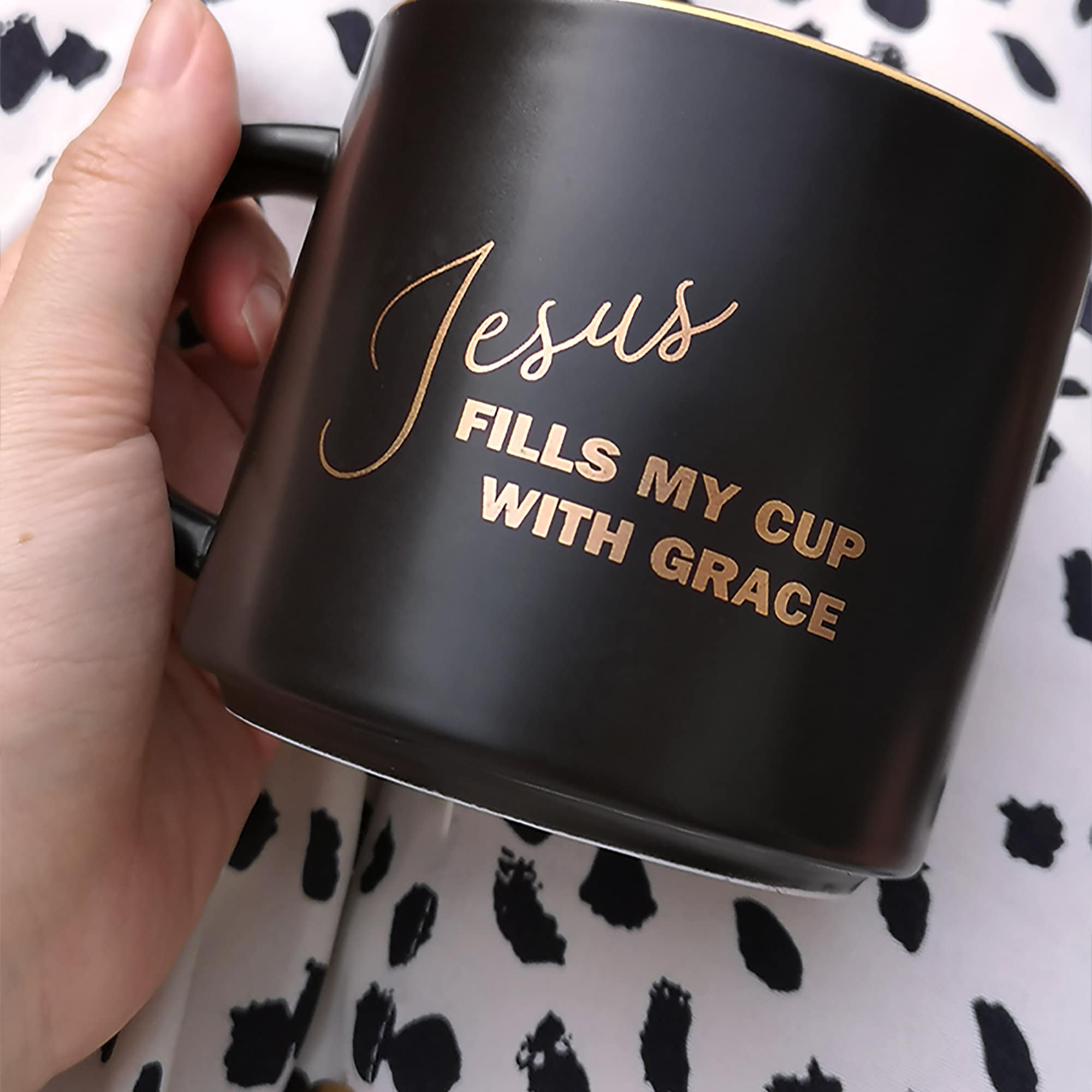 Christian Mug Jesus Fills My Cup With Grace Black | Etsy