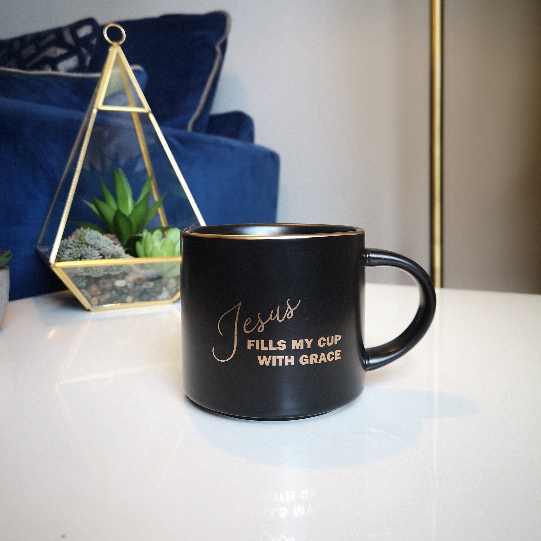 Christian Mug Jesus Fills My Cup With Grace Luxury Mug, Black - Etsy UK