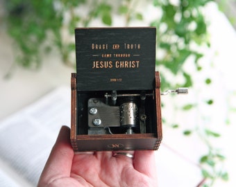 Amish Handcrafted Wood Church Music Box Solid Oak, Two-toned Wood ...