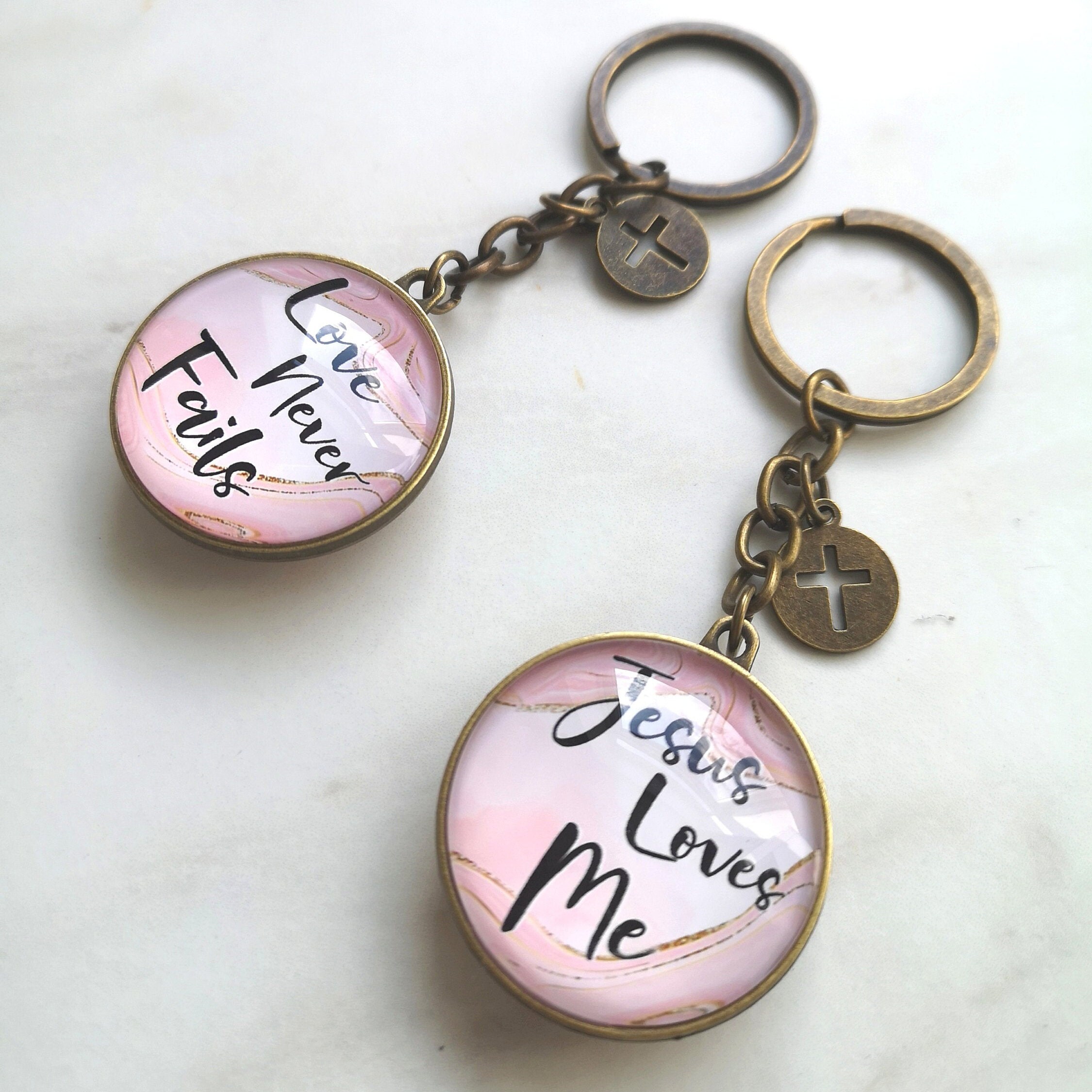 Christian Gift Jesus Loves Me Keychain Keyring - Etsy