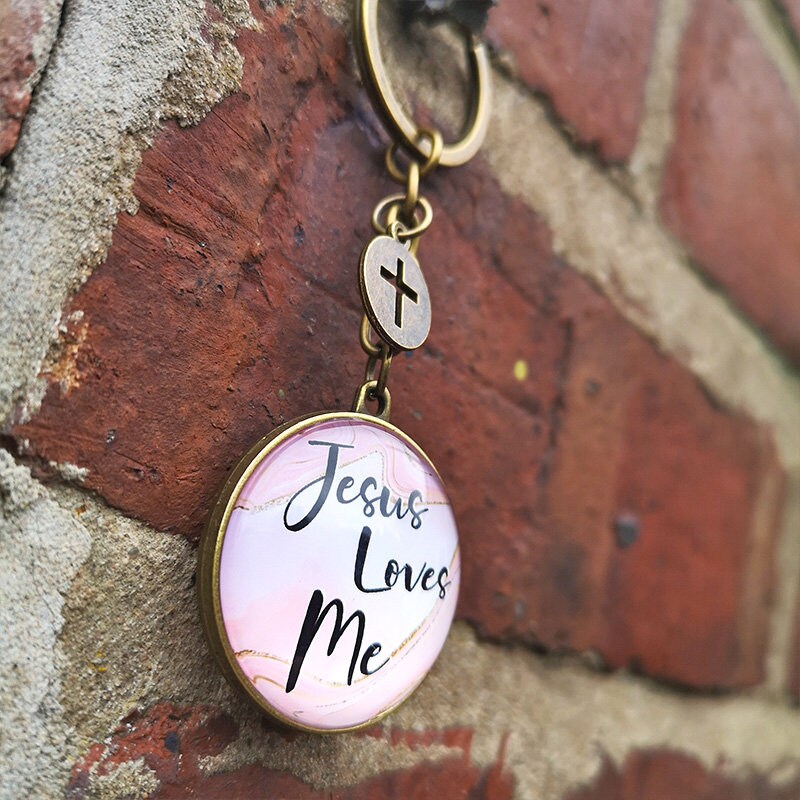 Christian Gift Jesus Loves Me Keychain Keyring - Etsy