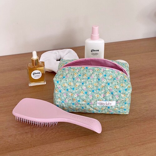 Makeup Bag Quilted Cosmetics Bag Floral Vintage Purple Etsy