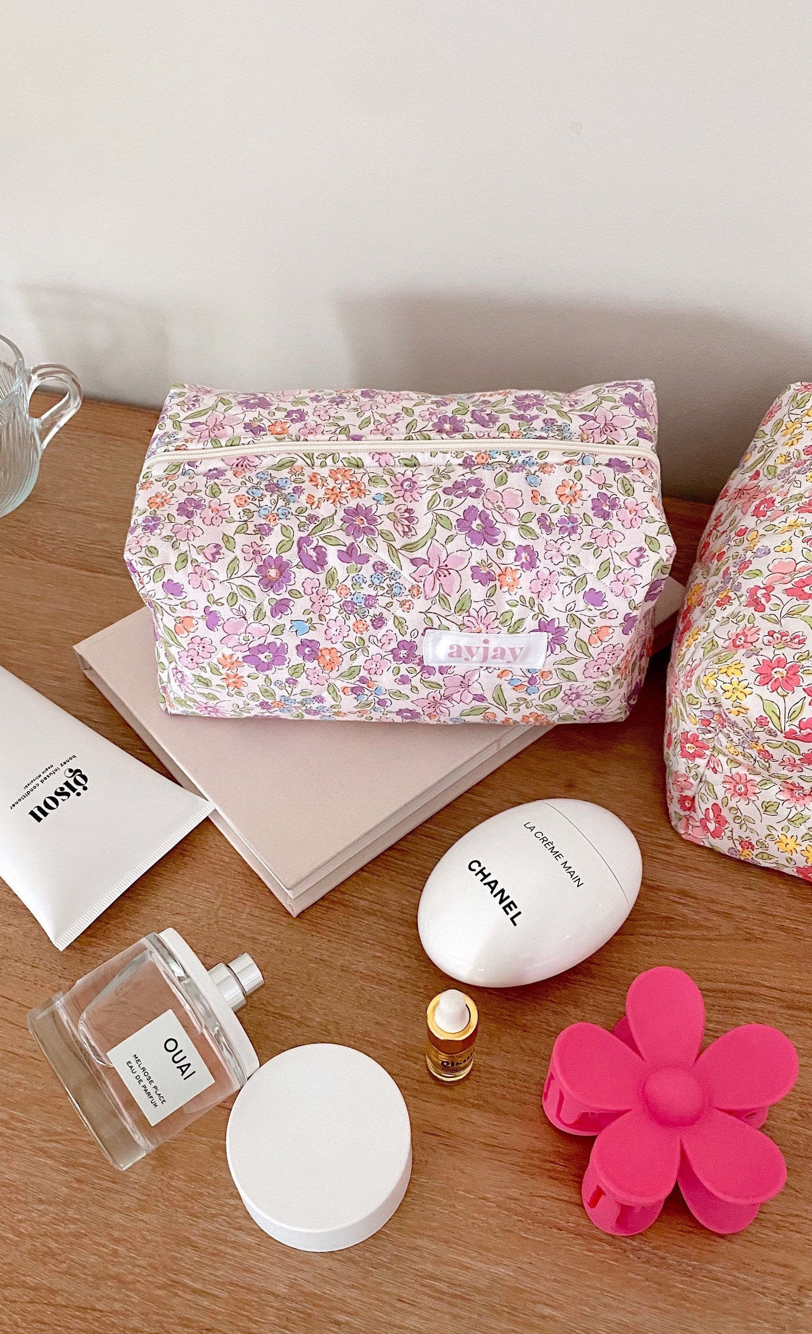 Makeup Bag Quilted Cosmetics Bag Floral Vintage Purple Etsy
