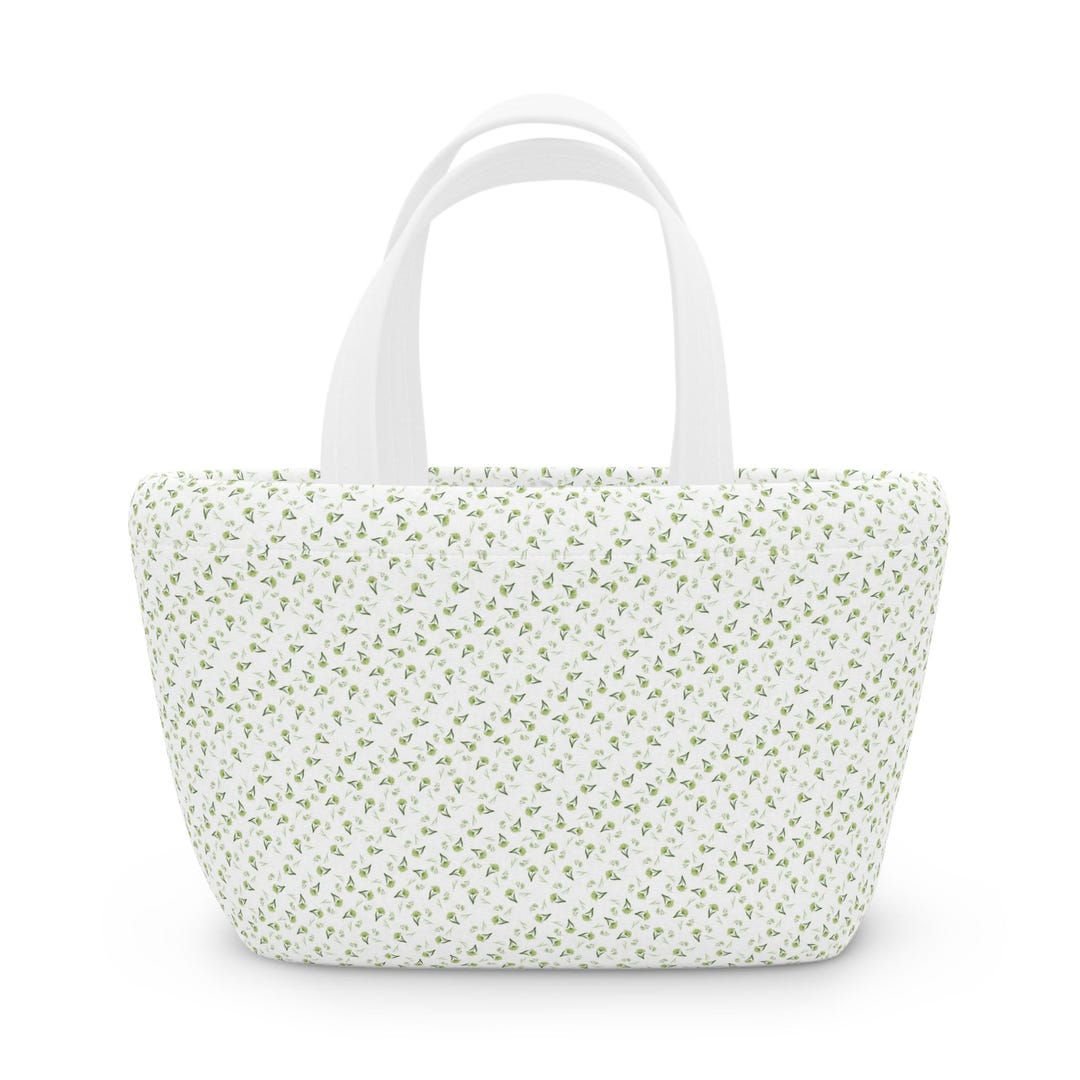 Green Ditsy Floral Waterproof Lunch Bag | Neoprene Bento Box ...