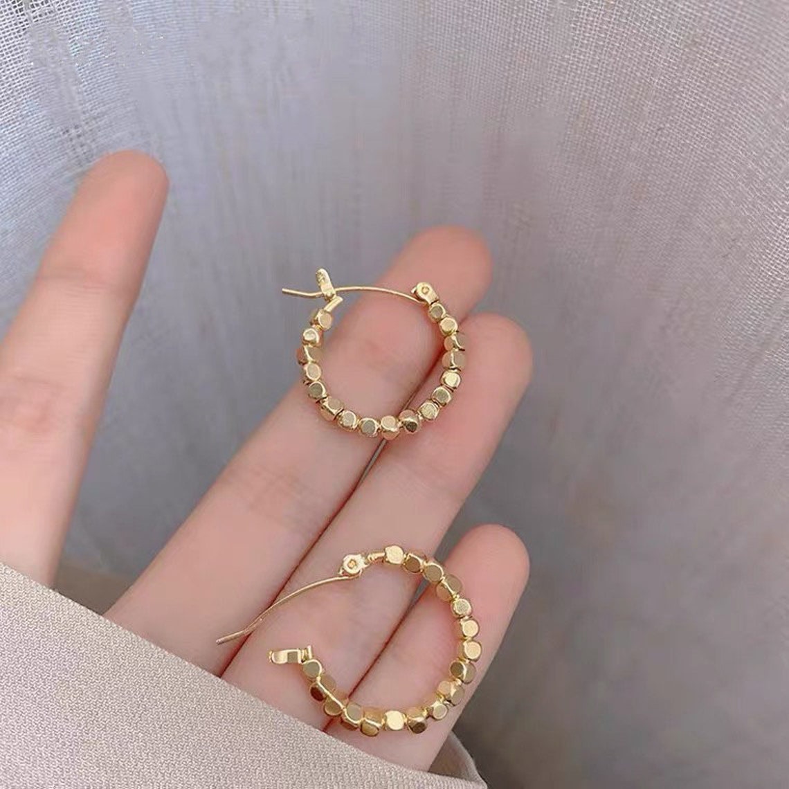 Floral Hoop Earrings Geometry Hoop Earrings Hoop Earrings - Etsy