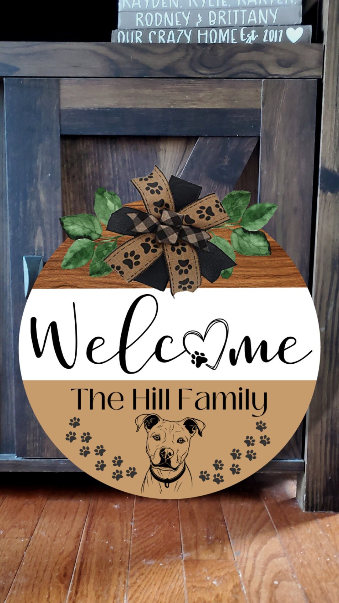 Custom Wooden Pitbull Welcome Sign Personalized Front Door Decor for ...